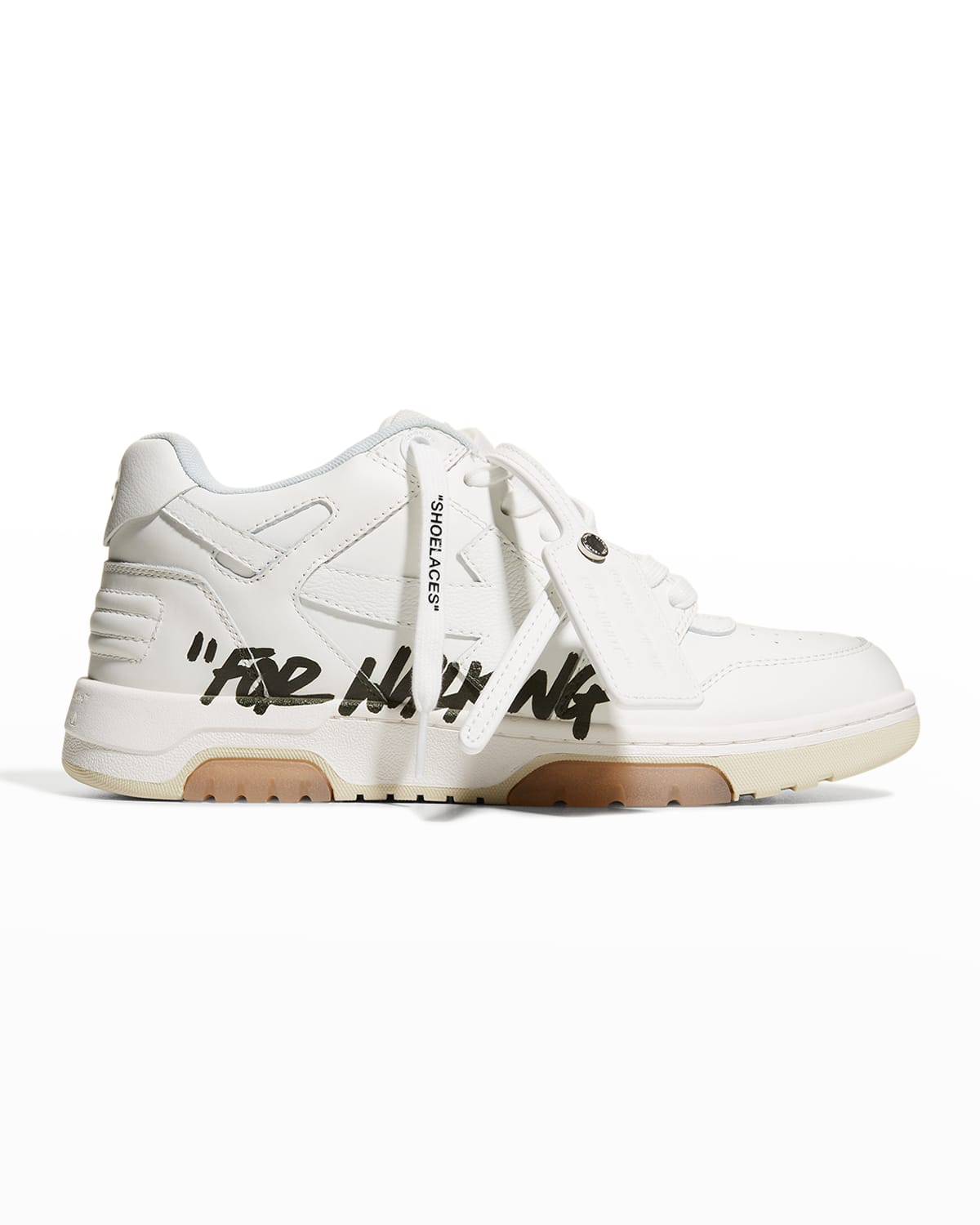 Off-White Out Of Office Script Leather Sneakers | Neiman Marcus