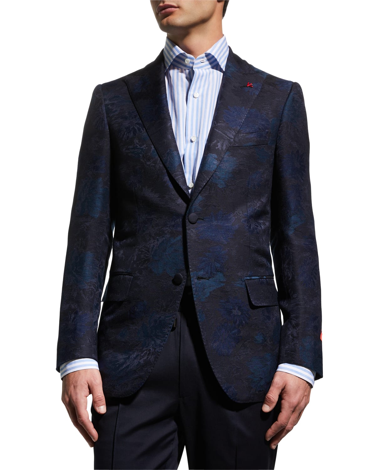 Isaia Men's Windowpane Linen-Wool Sport Jacket | Neiman Marcus
