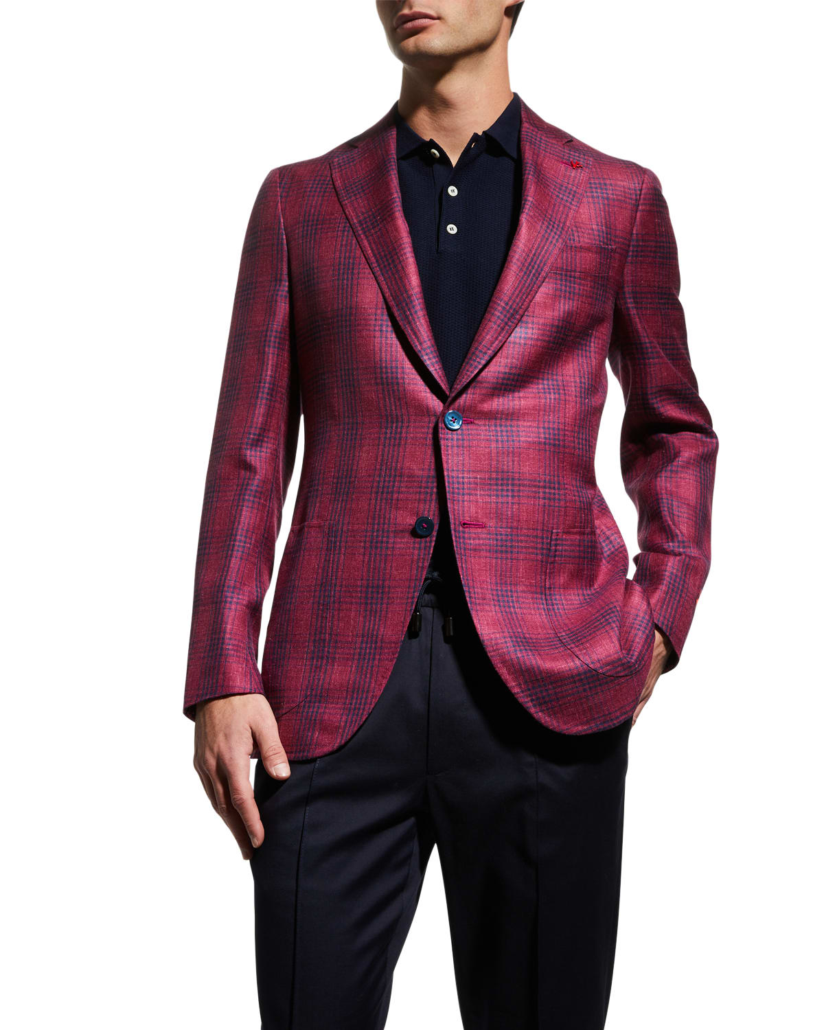 Isaia Men's Plaid Cashmere-Silk Sport Jacket | Neiman Marcus