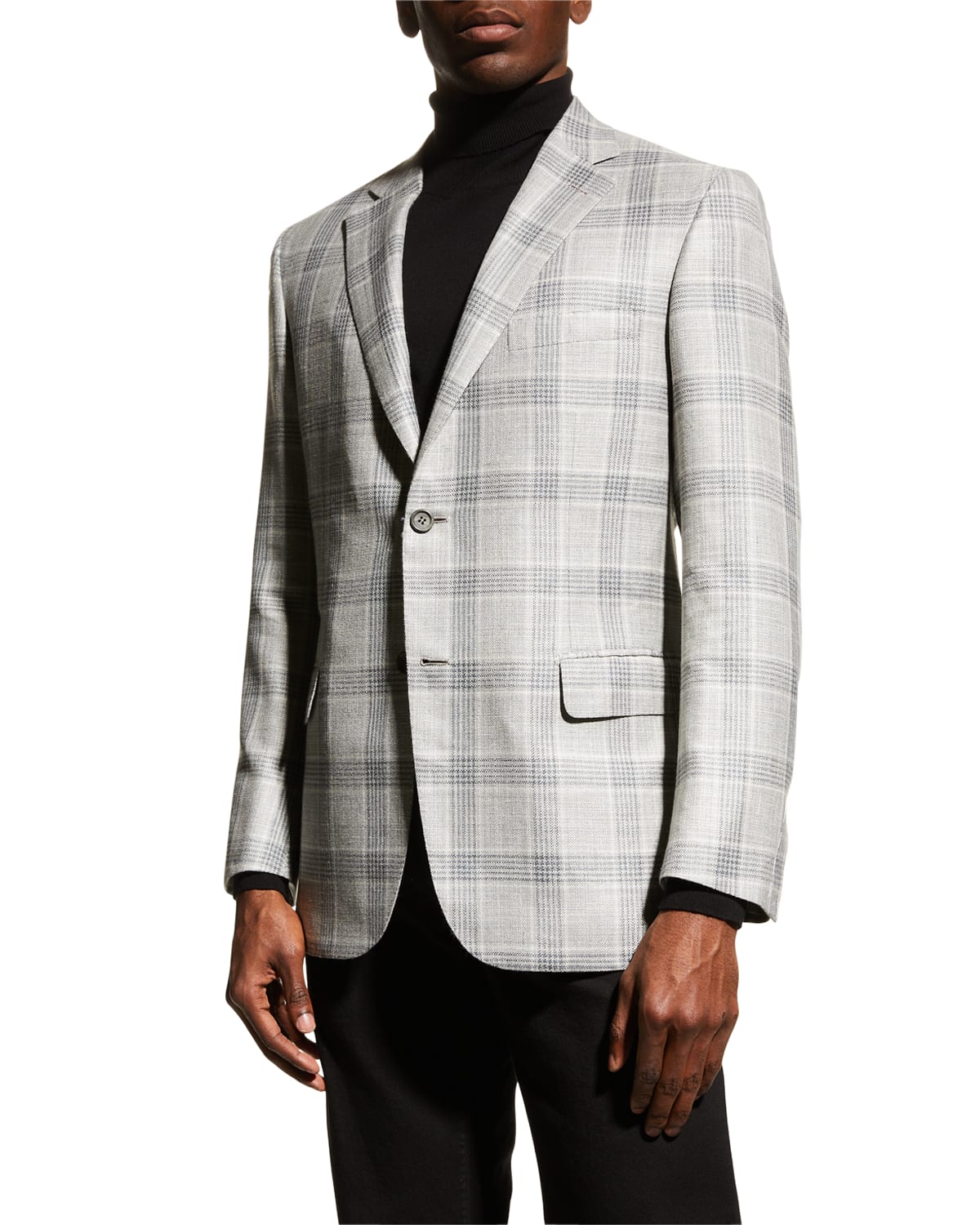 Isaia Men's Plaid Wool-Cashmere Sport Jacket | Neiman Marcus