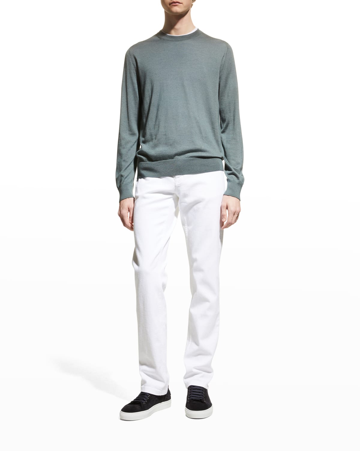 Neiman Marcus Men's Cashmere Color Block Crewneck Sweater | Neiman Marcus