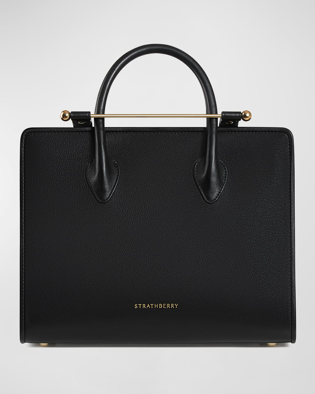 STRATHBERRY Midi Metal Bar Leather Top-Handle Bag | Neiman Marcus