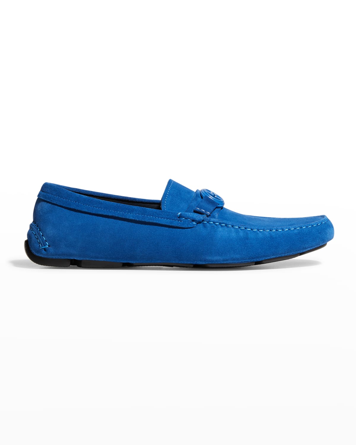 Versace Men's Medusa Head Suede Drivers | Neiman Marcus