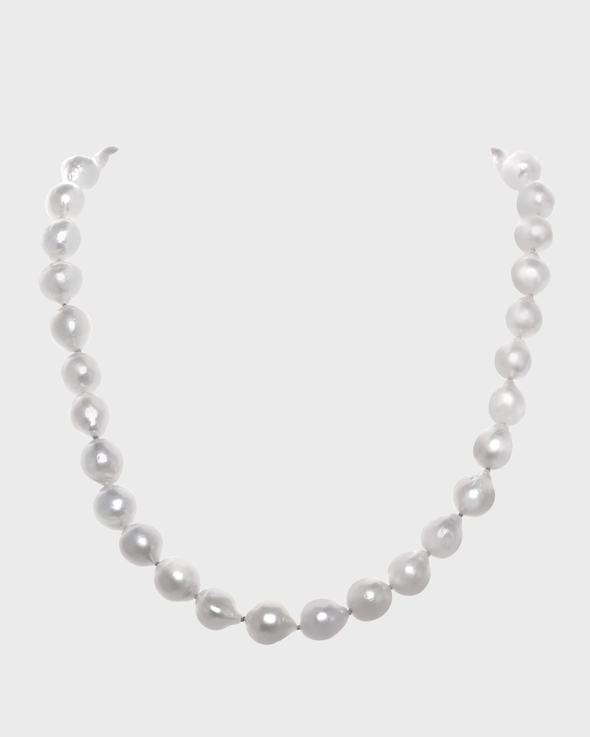 Margo Morrison Small White Baroque Pearl Necklace with Diamond Clasp ...