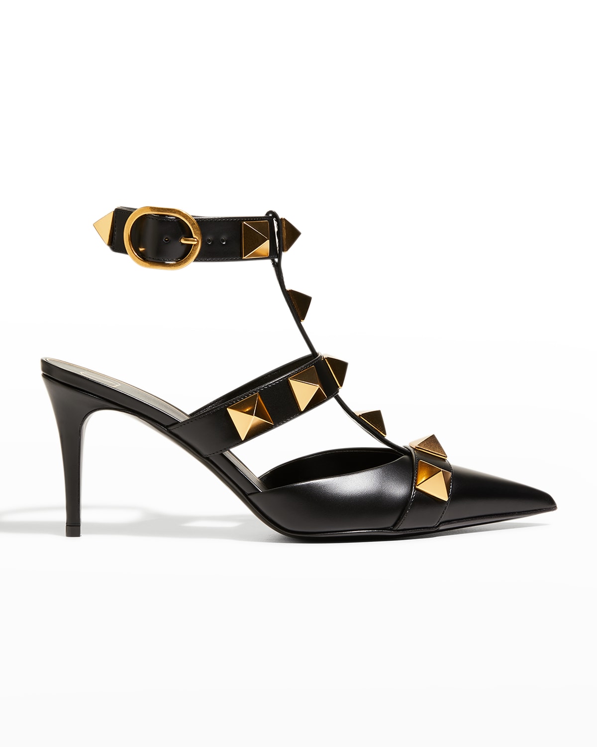 Valentino Garavani Roman Stud Patent T-Strap Pumps | Neiman Marcus