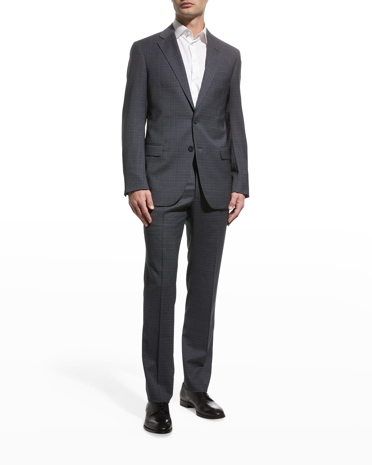 Emporio Armani Men's Windowpane Plaid Wool Suit | Neiman Marcus Emporio Armani Men's Windowpane Plaid Wool Suit | Neiman Marcus