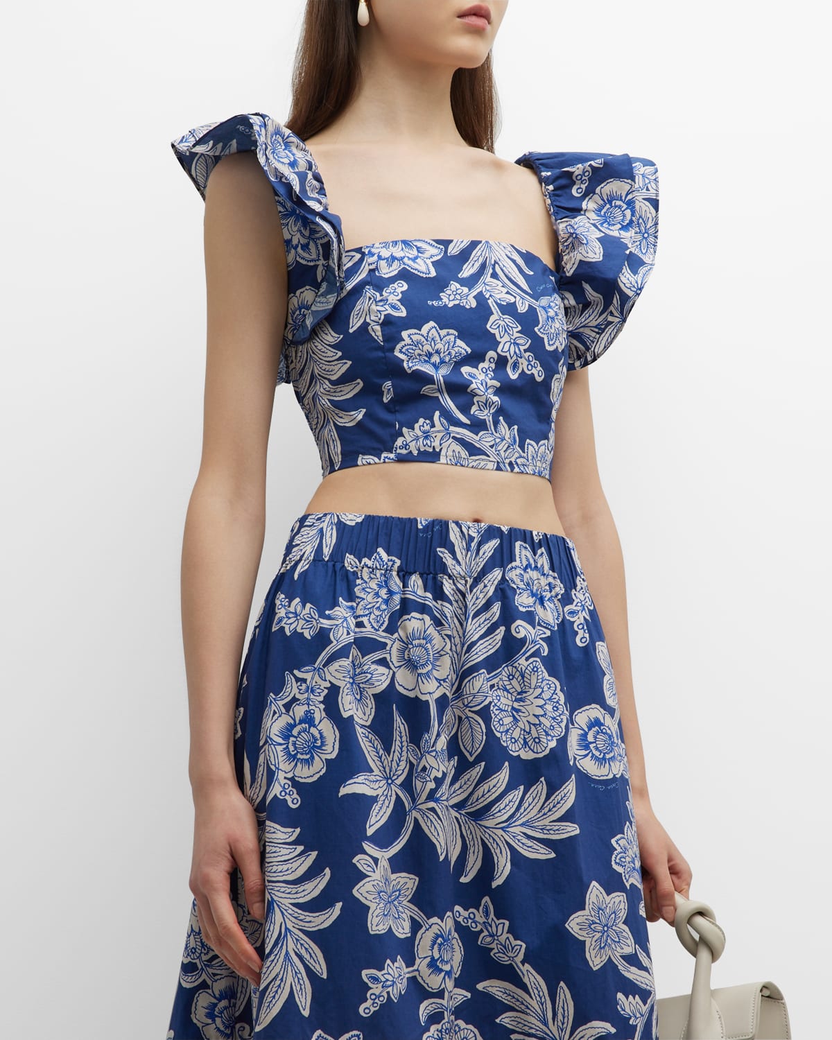 Cara Cara Nancy Layered Floral Poplin Crop Top | Neiman Marcus