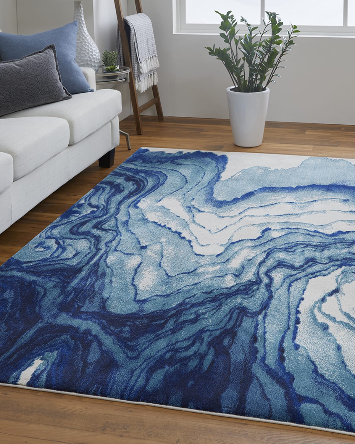 Weave & Wander Omari Contemporary Watercolor Rug, 8' Round | Neiman Marcus