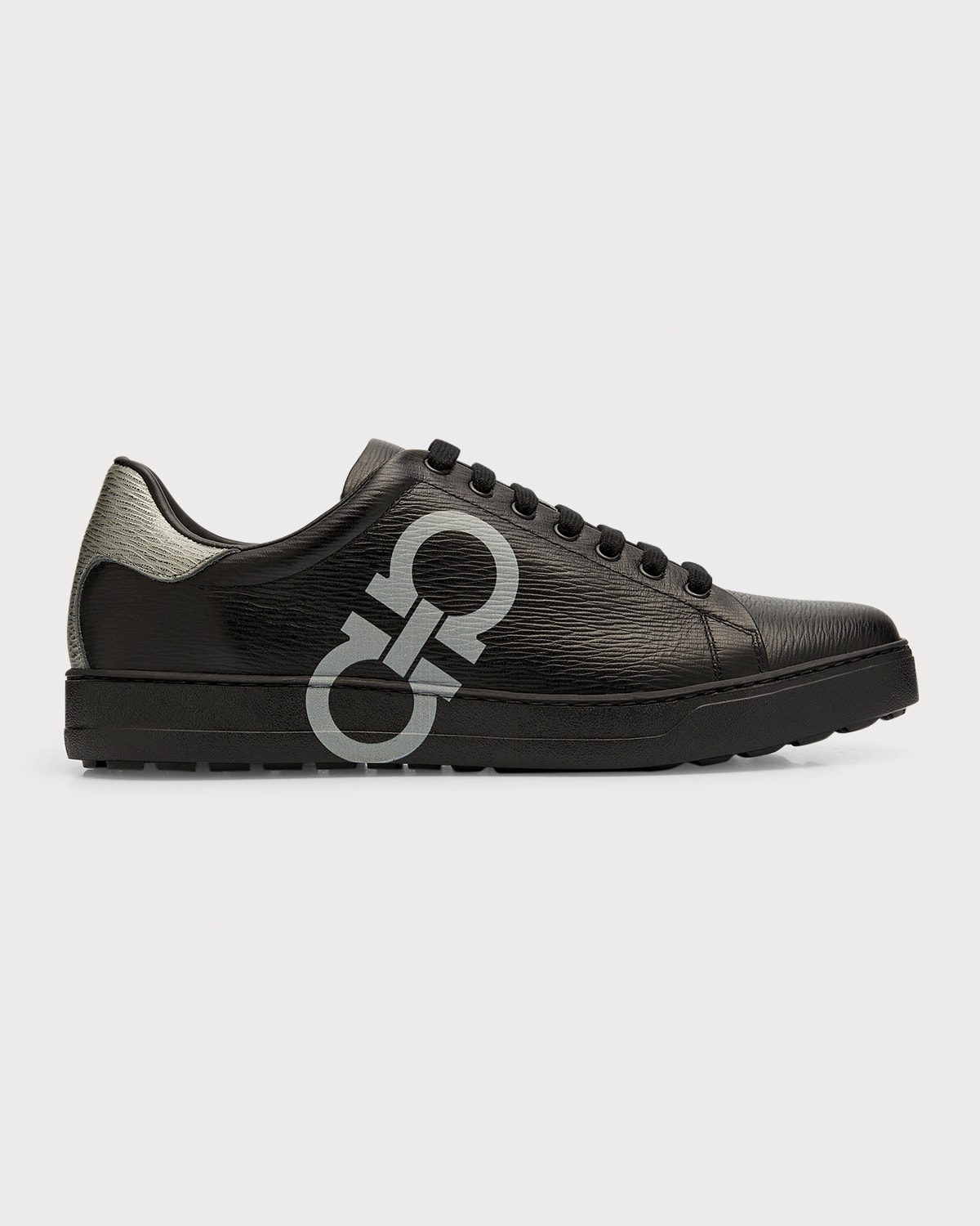 Ferragamo Men's Borg Low-Top Leather Sneakers | Neiman Marcus