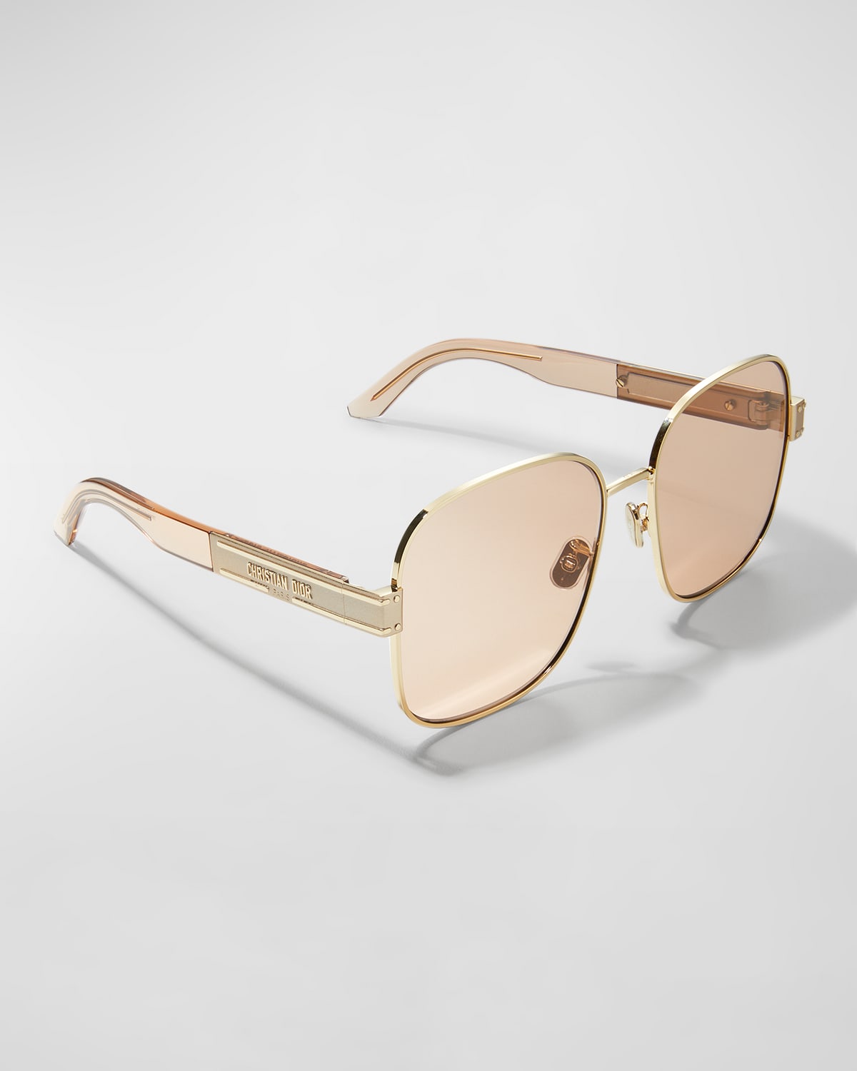 Prada Triangle Logo Square Acetate & Metal Sunglasses | Neiman Marcus