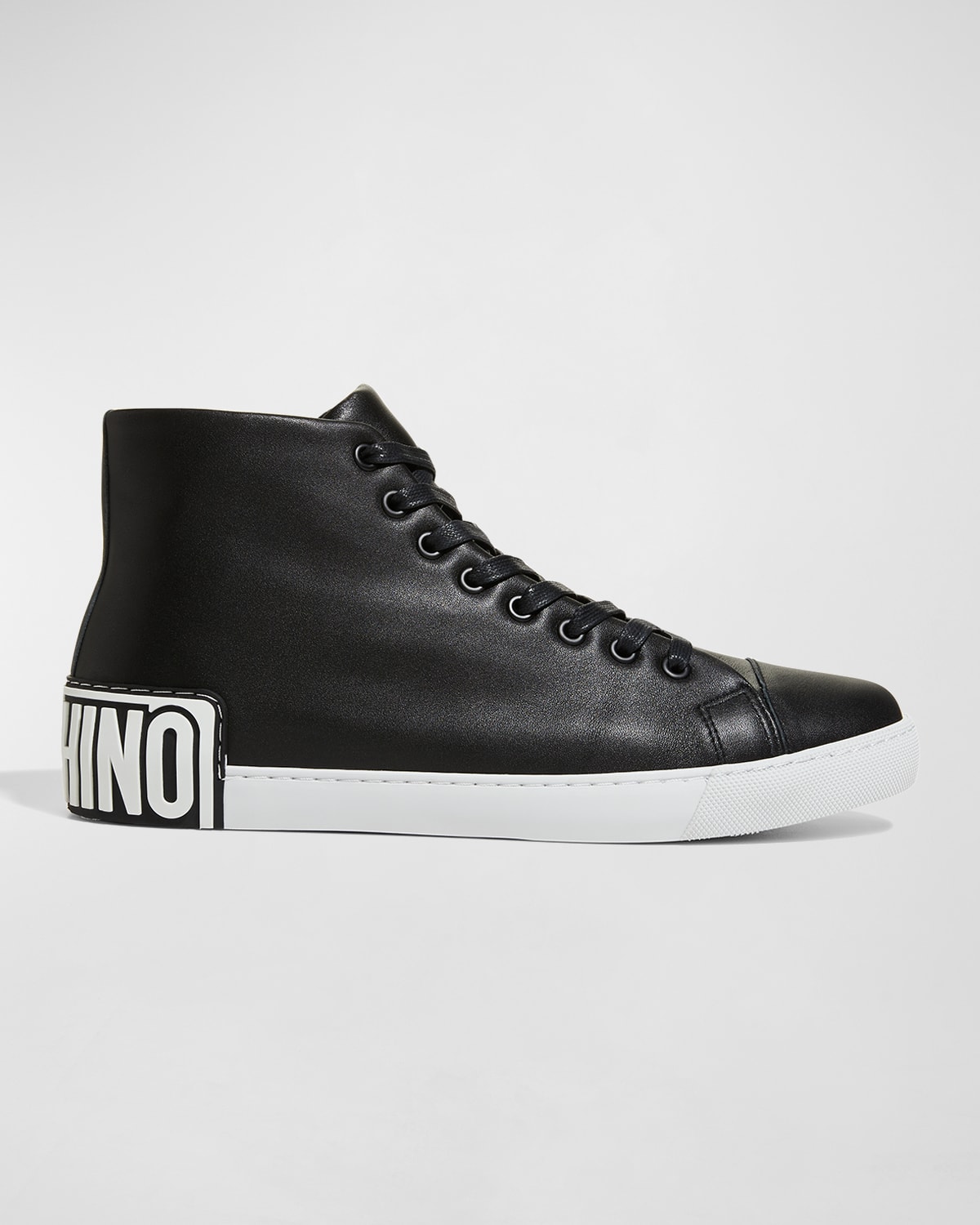 Moschino Men's Maxilogo Leather High-Top Sneakers | Neiman Marcus