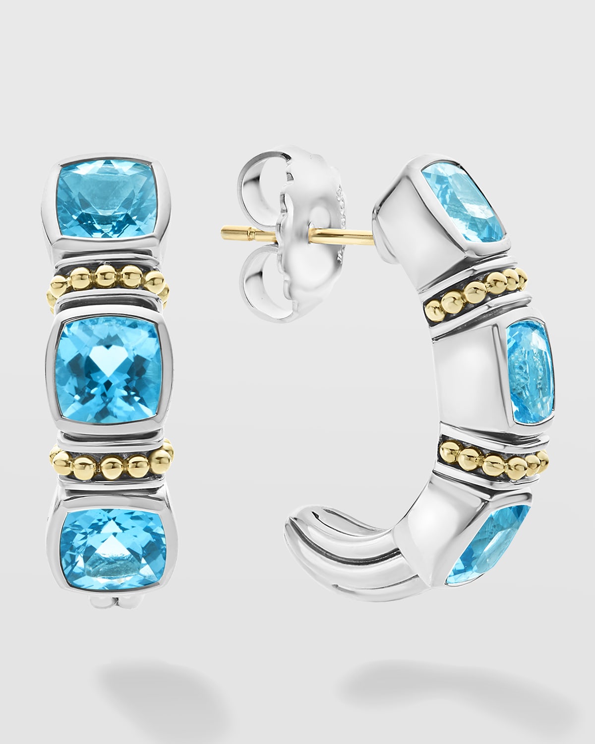 LAGOS Caviar Color Blue Topaz 6mm Cushion-Set 5-Stone Chain Necklace ...