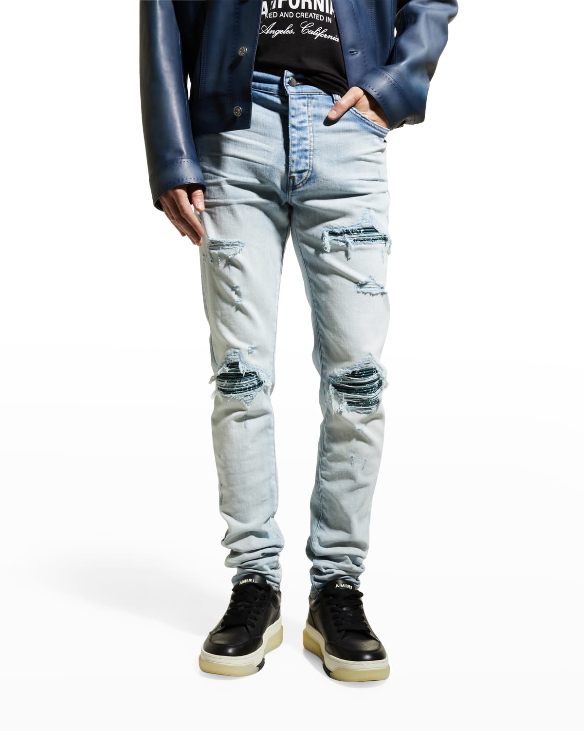 Amiri Men's MX1 Destroyed Skinny Jeans | Neiman Marcus