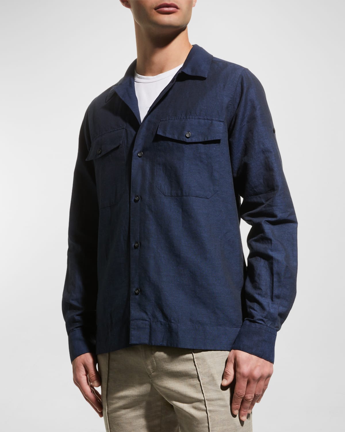 ZEGNA Men's Linen Overshirt | Neiman Marcus