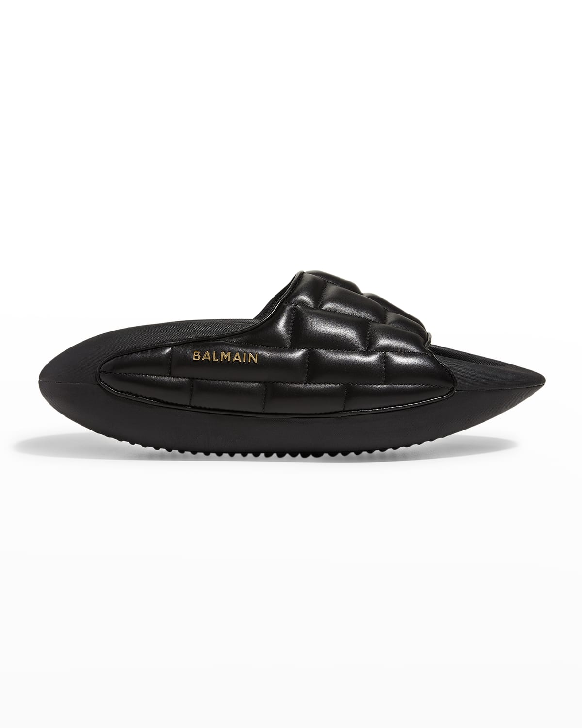Balmain B It Quilted Leather Slide Sandals | Neiman Marcus