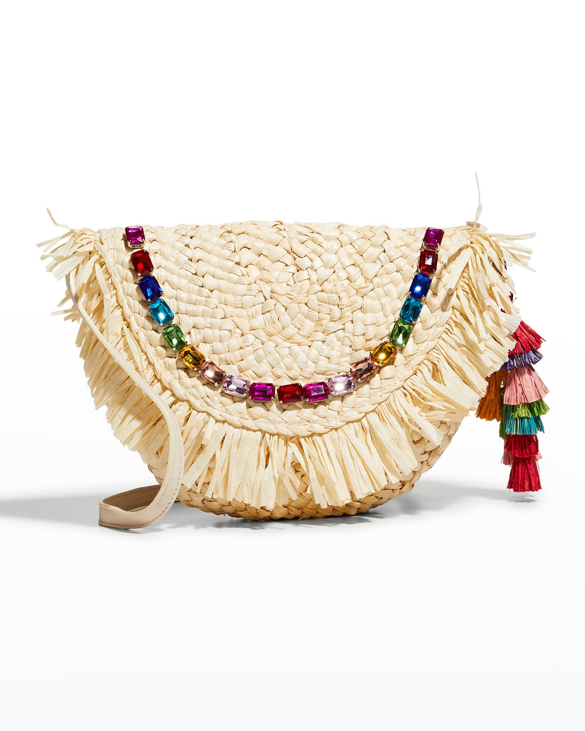 BTB Los Angeles Riley Fringe Straw Clutch Bag | Neiman Marcus