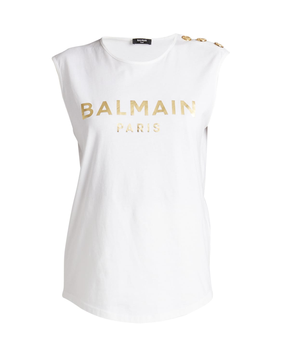 Balmain Logo Tank Top with Button Detail | Neiman Marcus