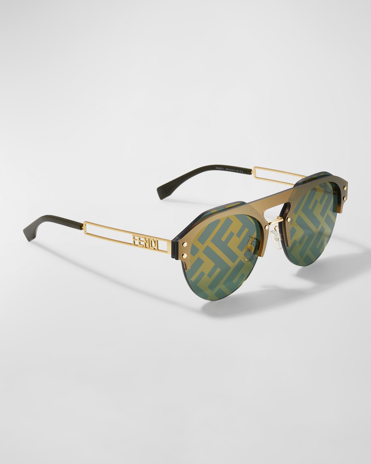 Fendi Mens Metal Aviator Logo Lens Sunglasses Neiman Marcus