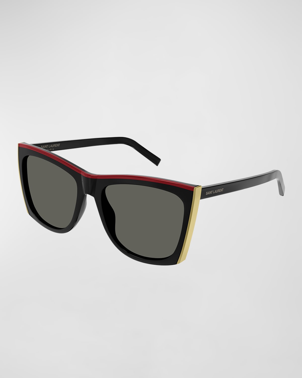 Saint Laurent Logo Square Acetate Sunglasses | Neiman Marcus