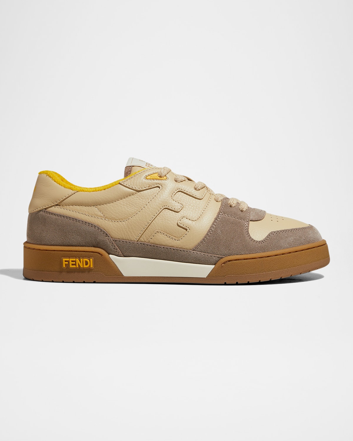 Fendi Men's Match FF-Logo Leather Low-Top Sneakers | Neiman Marcus