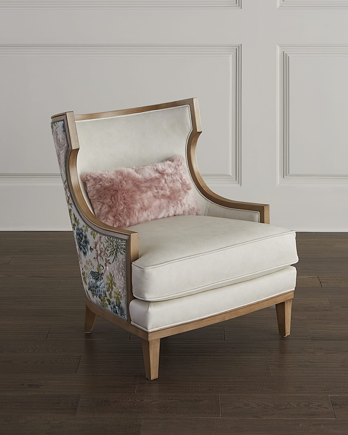 Massoud Misty Leather Wing Chair | Neiman Marcus