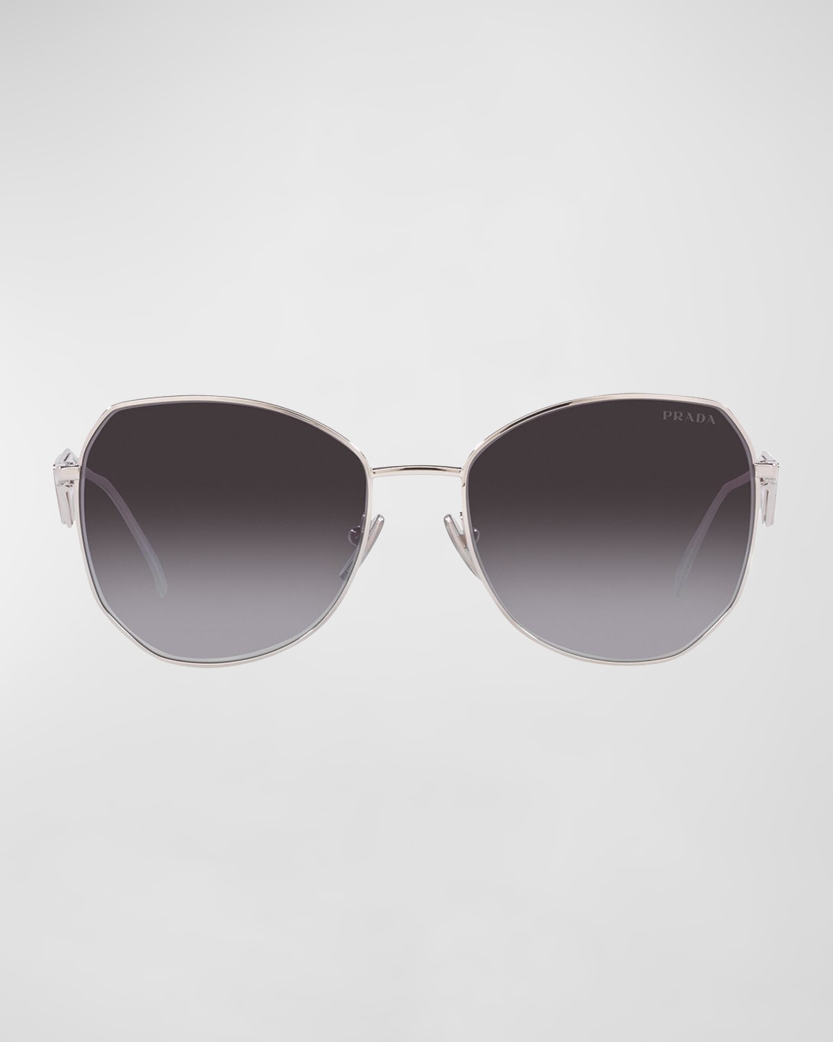 Prada Triangle Logo Square Acetate & Metal Sunglasses | Neiman Marcus
