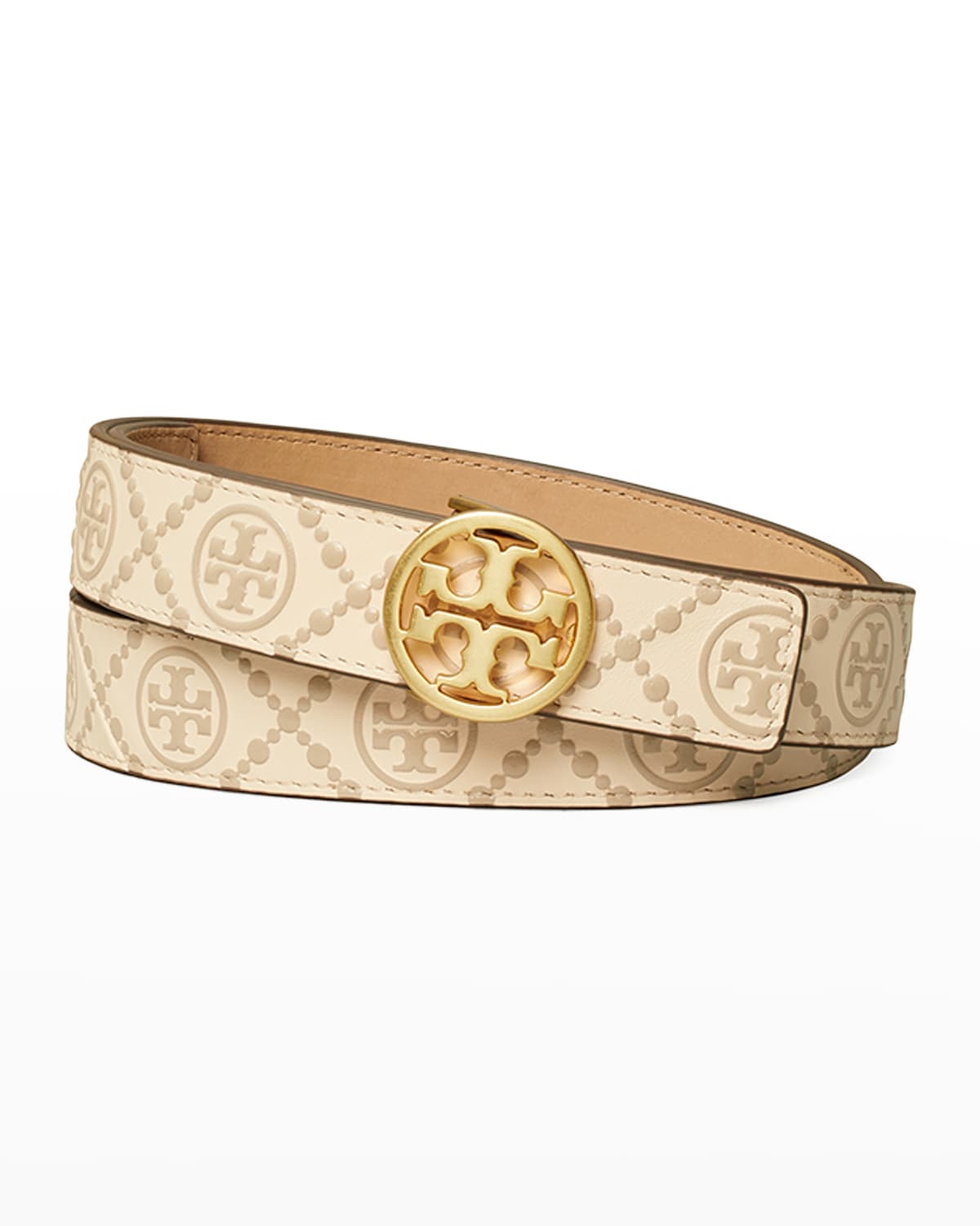 Tory Burch T Monogram Perforated Leather Belt | Neiman Marcus