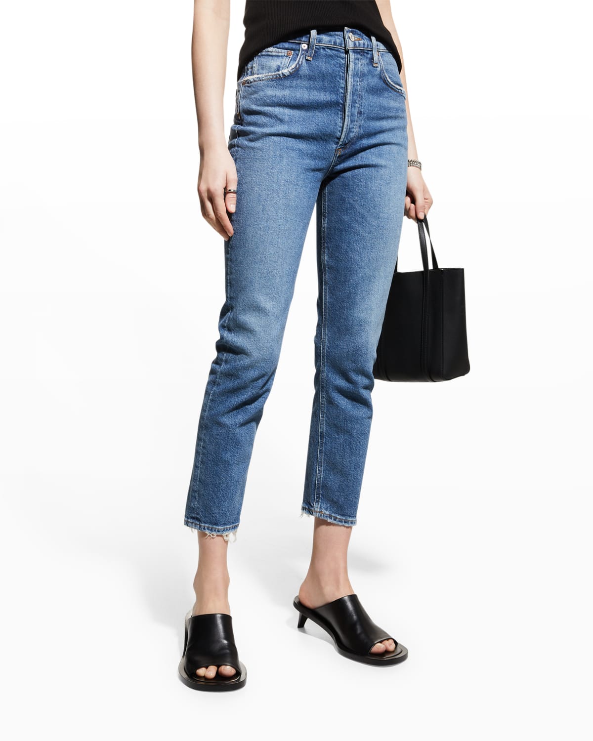 AGOLDE Riley Slim Straight Crop Jeans | Neiman Marcus