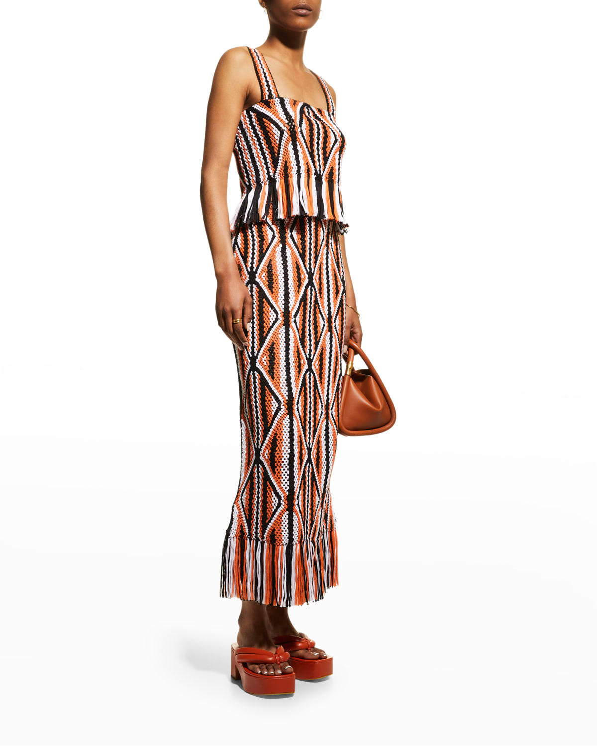 Herve Leger Tiered Fringe Maxi Skirt | Neiman Marcus