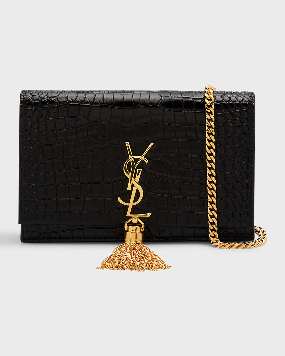 Saint Laurent Kate YSL Python-Embossed Wallet on Chain | Neiman Marcus