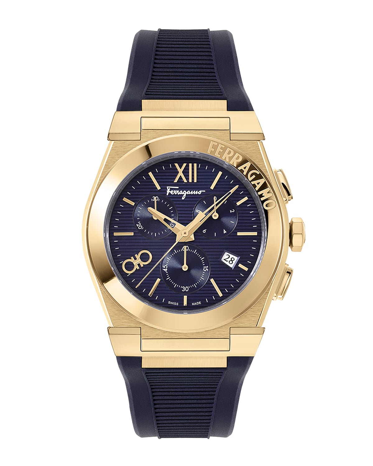 Ferragamo Men's Timeless IP Yellow Gold Leather Watch, 40mm | Neiman Marcus