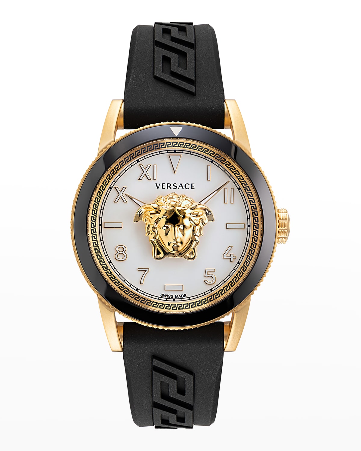 Versace Men's Greca Reaction IP Yellow Gold Leather Watch, 44mm ...