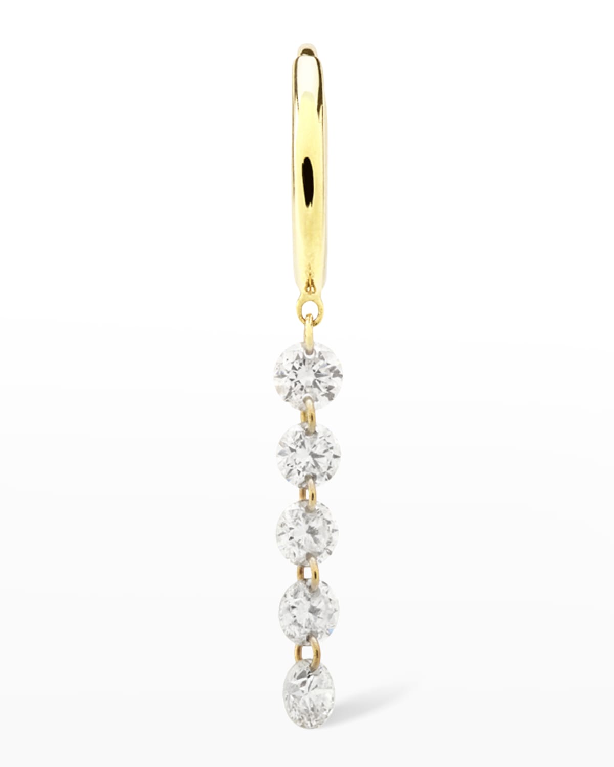 Persee Five Diamond Drop Small Pave Hoop Earring, Single | Neiman Marcus