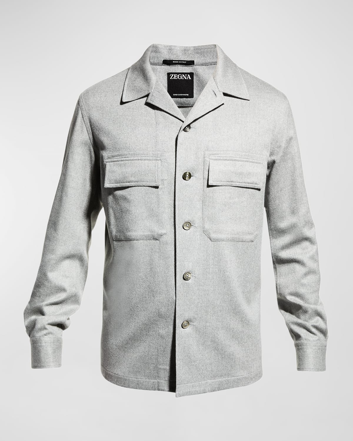ZEGNA Men's Solid 2-Pocket Cashmere Overshirt | Neiman Marcus