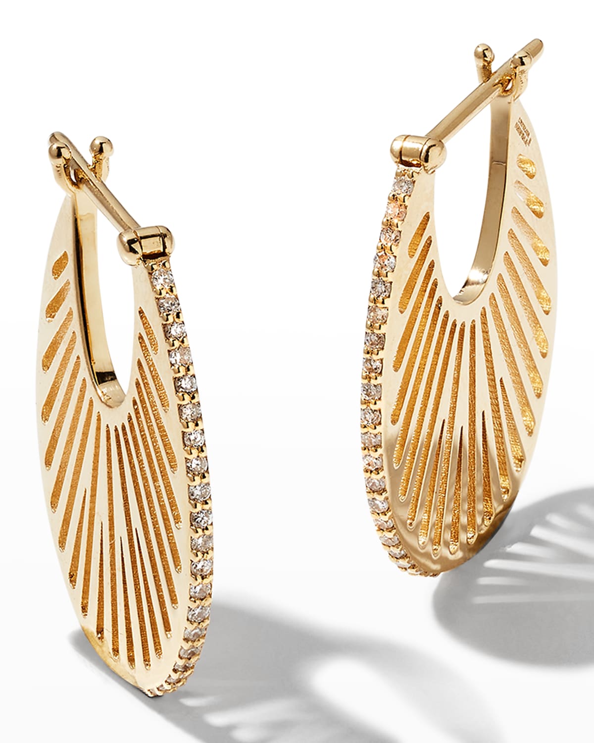 L'atelier Nawbar Yellow Gold Flat Ray Hoop Earrings with Diamonds ...