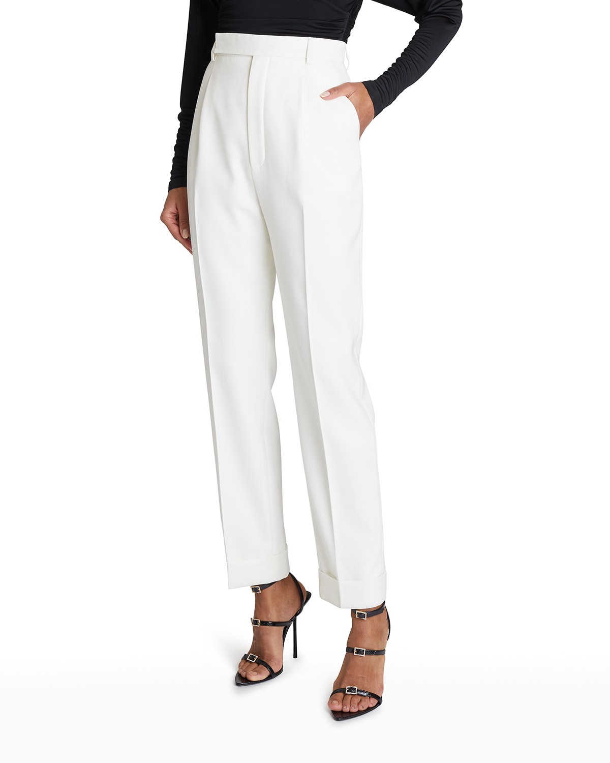 Giorgio Armani High-Rise Straight-Leg Leather Pants | Neiman Marcus