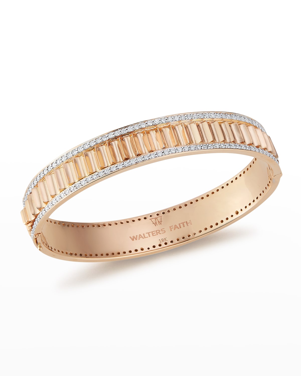 Walters Faith 18K Rose Gold Grant Elongated Open Cuff with Diamond Bar ...