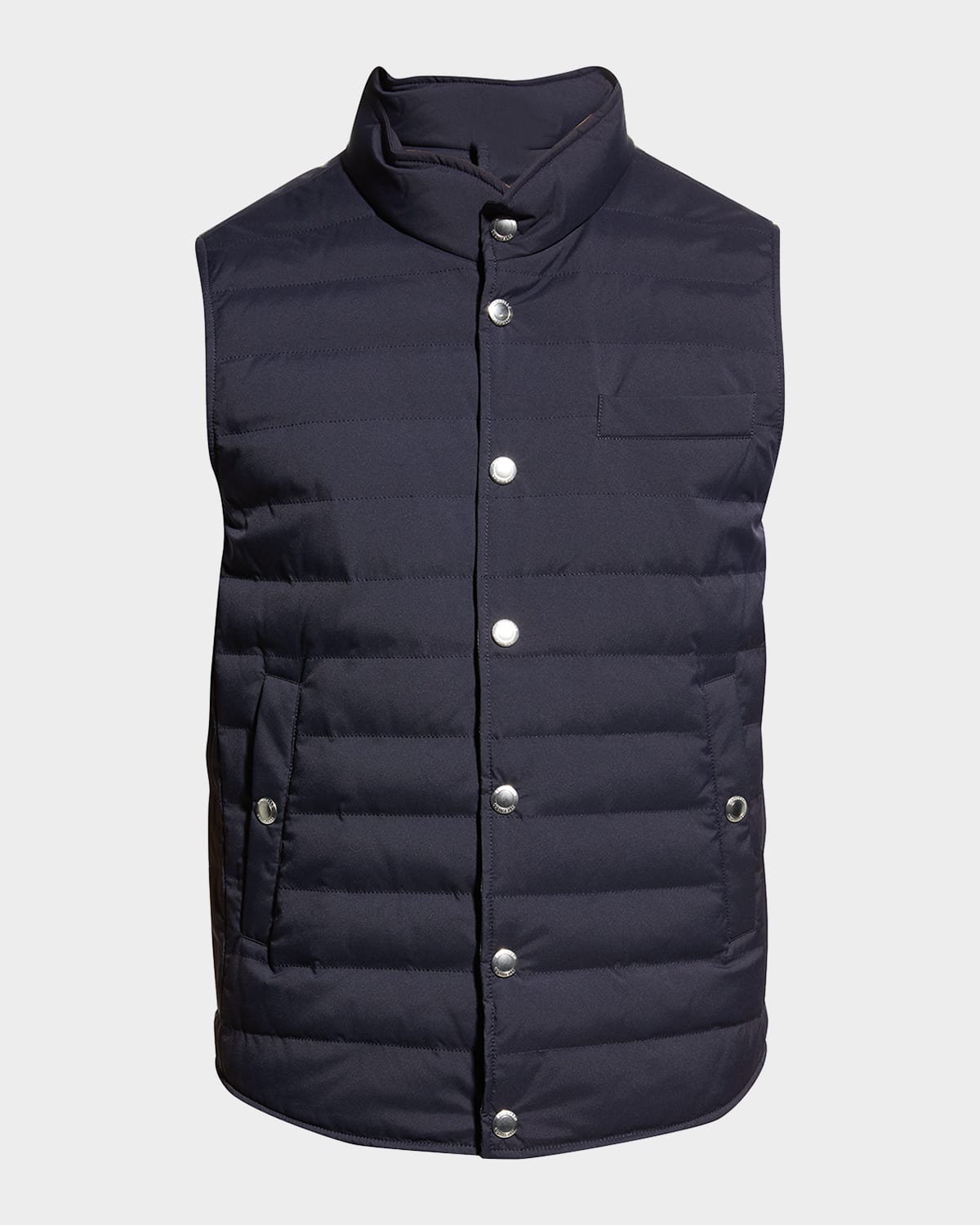 Brunello Cucinelli Men's Quilted Down Nylon Vest | Neiman Marcus