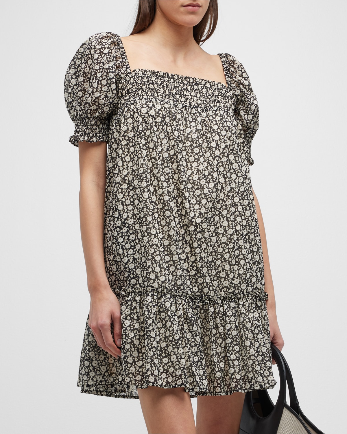 Tory Burch Floral Bouquet Smocked Mini Dress | Neiman Marcus