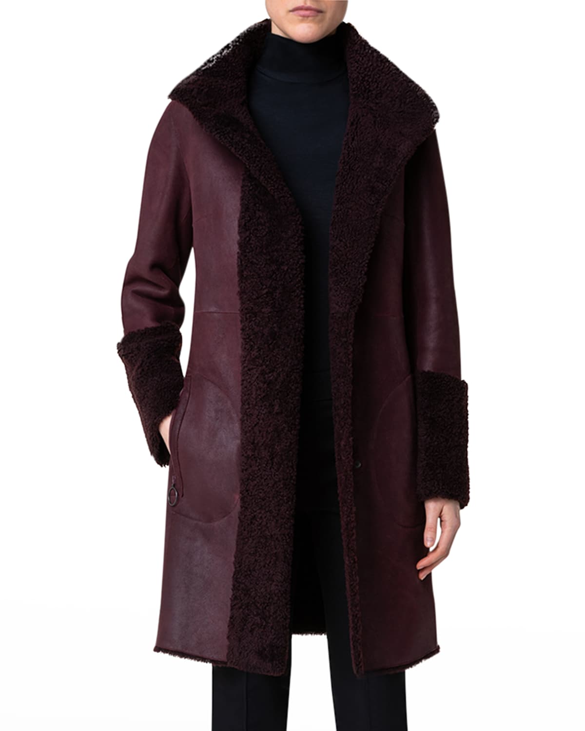 Akris Suede Patchwork Lamb Shearling Jacket | Neiman Marcus