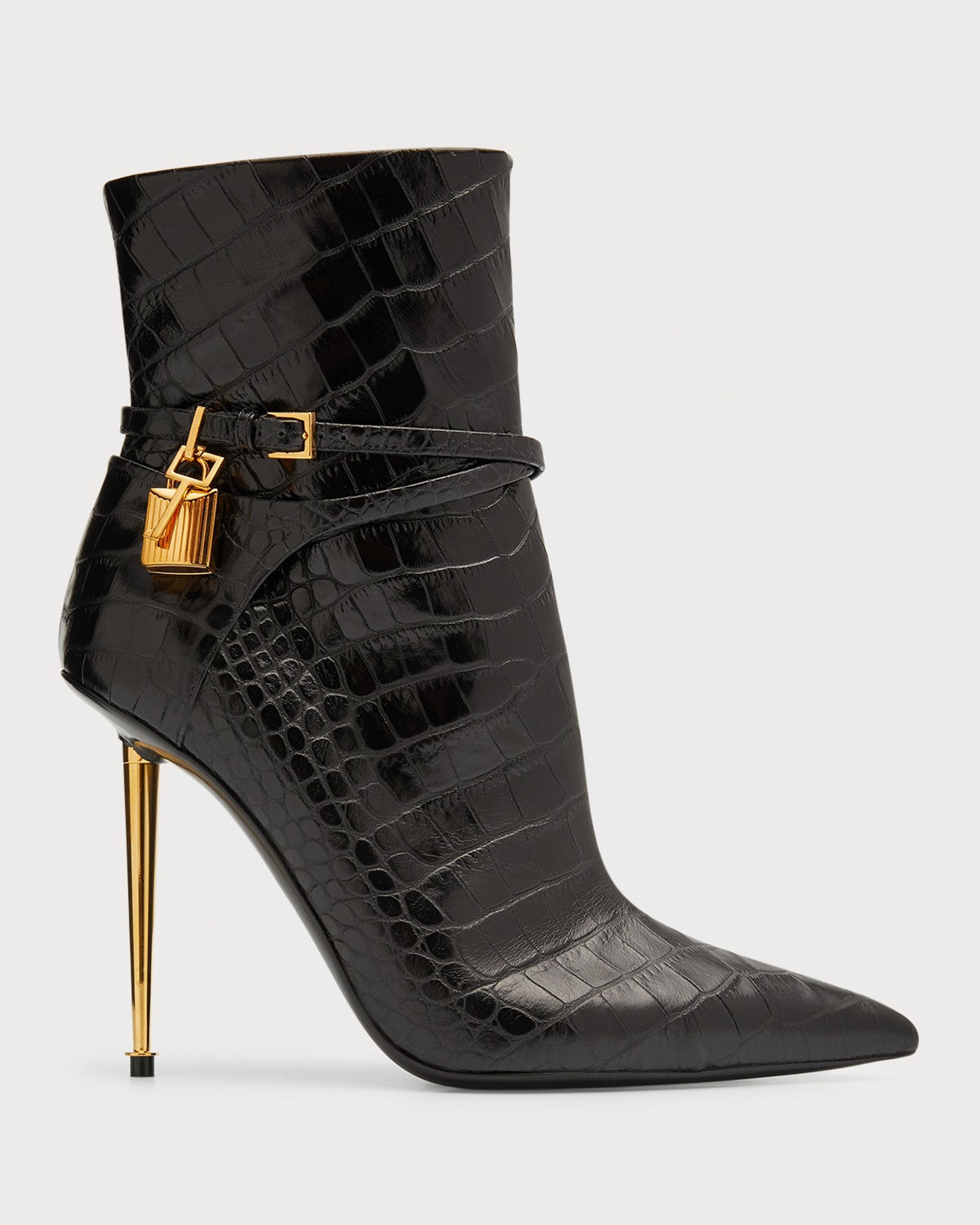 TOM FORD Lock Croco Stiletto Knee Boots | Neiman Marcus