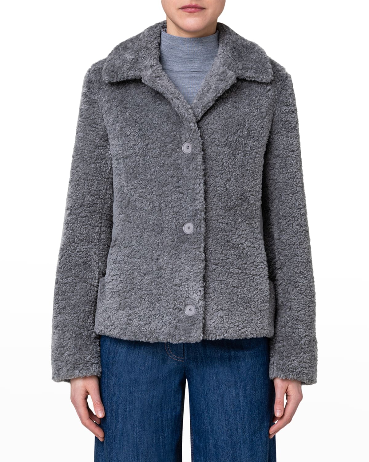 Vince Faux-Fur Trucker Jacket | Neiman Marcus