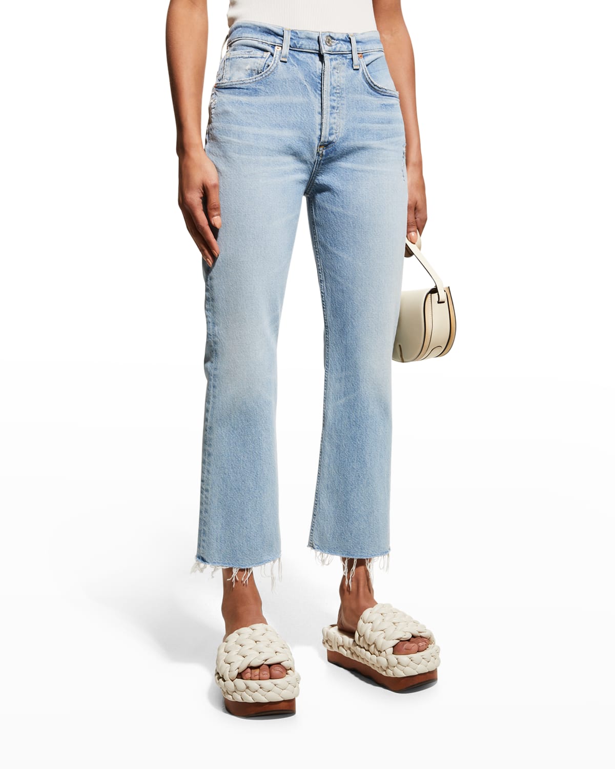 Citizens of Humanity Isola Cropped Bootcut Jeans with Raw Hem | Neiman ...