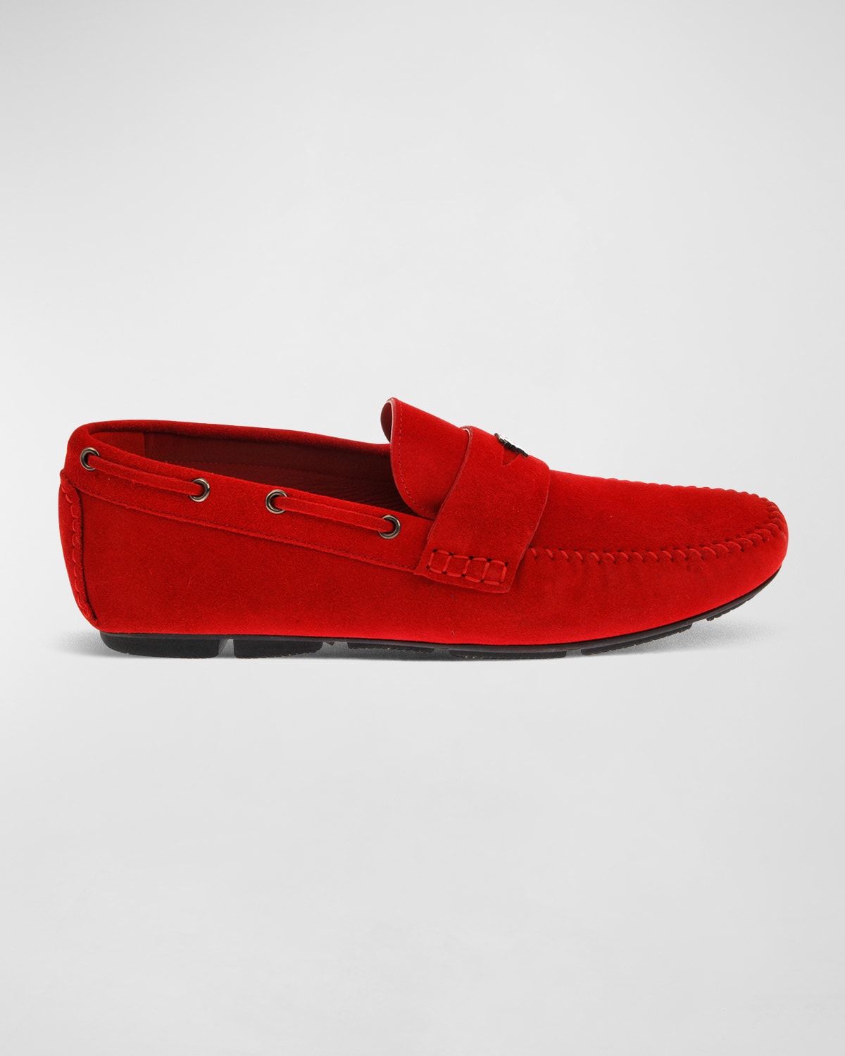Versace Men's Medusa Head Suede Drivers | Neiman Marcus