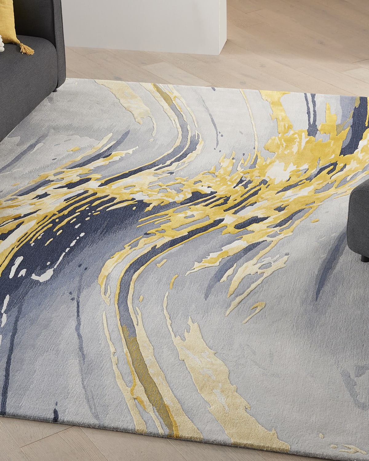 Nourison Abstract Gold Hand-Tufted Rug, 10' x 14' | Neiman Marcus