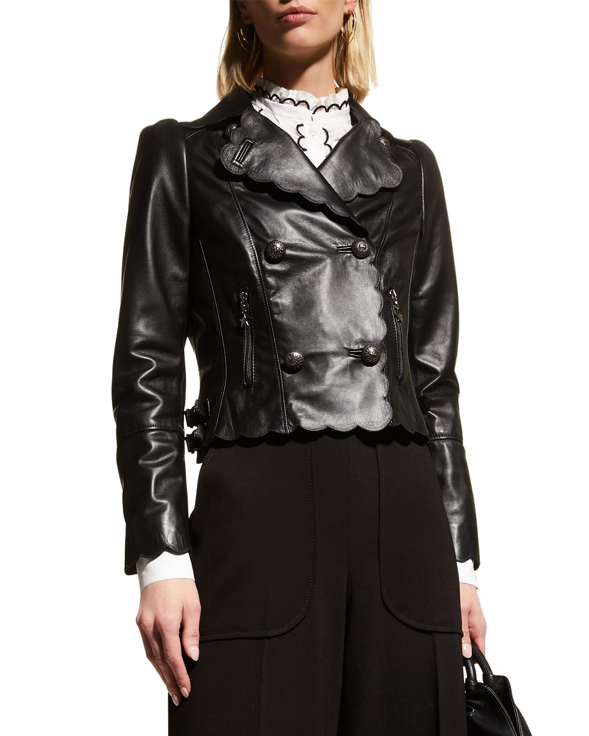 Marni Faded Leather Crop Biker Jacket | Neiman Marcus