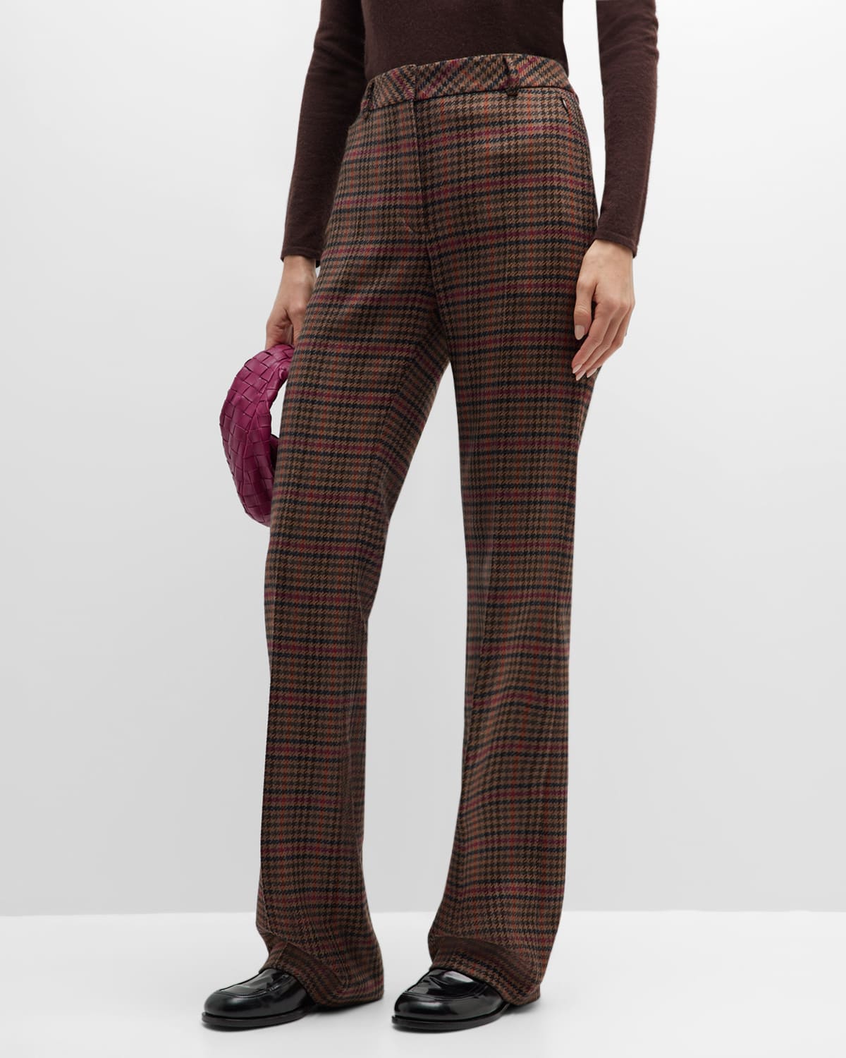 Smythe Mid-Rise Wool Bootcut Pants | Neiman Marcus