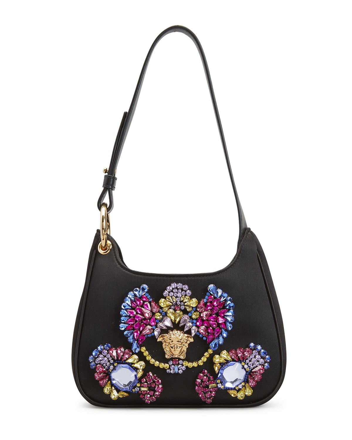 Versace La Medusa Mini Metallic Snakeskin Hobo Bag | Neiman Marcus