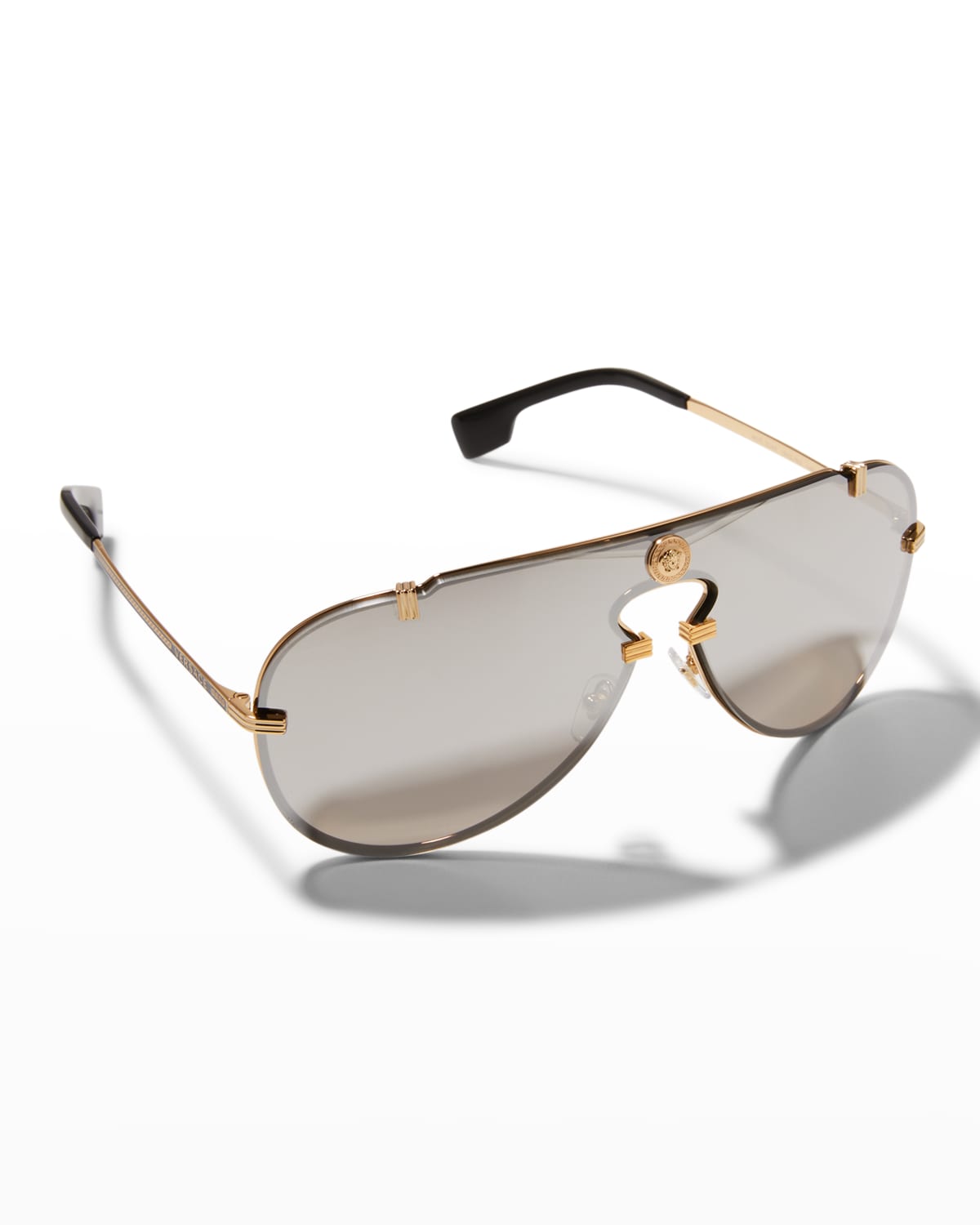 Versace Men's Medusa Head Metal Shield Sunglasses | Neiman Marcus