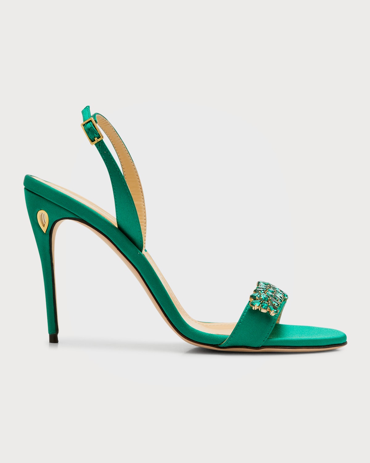 Jennifer Chamandi Tomaso Metallic Leather Slingback High-Heel Sandals ...